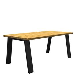 Pharao24.de Eichentisch mit Vierfu&szlig;gestell aus Metall modernem Design