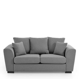 Pharao24.de 2sitzer Sofa Wohnzimmer in Grau Stoff Vierfu&szlig;gestell aus Holz