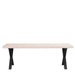 Pharao24.de Massivtisch in Eiche White Wash Metallgestell
