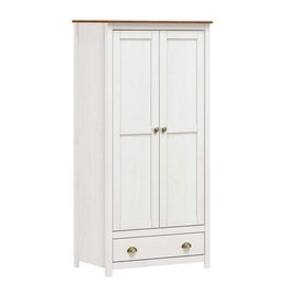 Pharao24.de Kleiderschrank Kiefer Wei&szlig; im Landhausstil 185 cm hoch