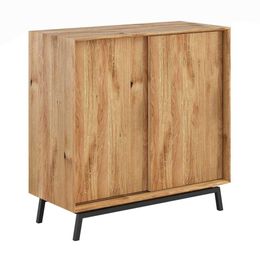Pharao24.de Kommode Massivholz Barschrank im Industry und Loft Stil Schiebet&uuml;ren