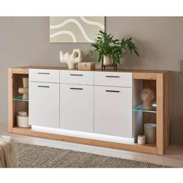 Pharao24.de Esszimmersideboard Wohnzimmerkommode mit offenen F&auml;chern in Eichefarben
