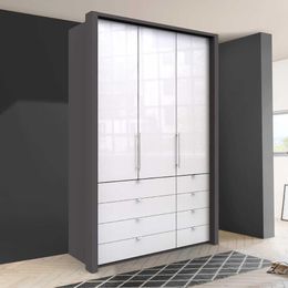 Pharao24.de Gleitt&uuml;ren Kleiderschrank in Wei&szlig; und Braun glasbeschichtet
