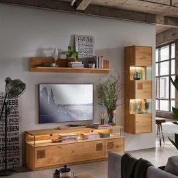Pharao24.de Wohnwand Wildeiche ge&ouml;lt in modernem Design 213 cm breit (dreiteilig)