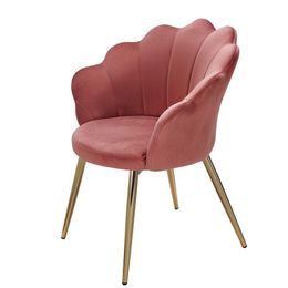 Pharao24.de Stuhl Samt Rosa Gold im Retro Stil Gestell aus Metall