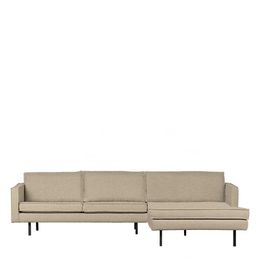 Pharao24.de Polsterecke Retro Look in Beige Boucle Fu&szlig;gestell aus Metall