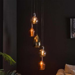 Pharao24.de Moderne H&auml;ngeleuchte aus Glas Beleuchtung 5-flammig