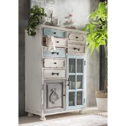 Pharao24.de Shabby Chic Kommode aus Recyclingholz Mehrfarbig 90x132x45 cm Pharao24