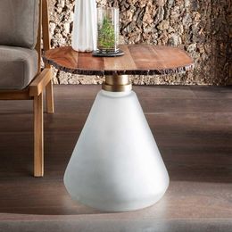 Pharao24.de Design Beistelltisch modern aus Akazie Massivholz Glas