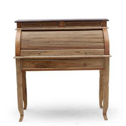 Pharao24.de Sekret&auml;r aus Teak Massivholz mit Rollade