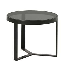 Pharao24.de Beistelltisch Sofa Metall Glas in Schwarz B&uuml;gelgestell