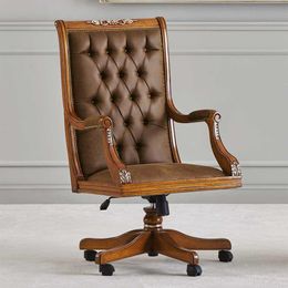 Pharao24.de Chef Schreibtischsessel in italienischem Design Kunstleder und Holz