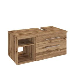 Pharao24.de Waschbeckenschrank im Wildeiche Dekor Wandmontage