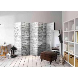Pharao24.de Hellgrauer Paravent mit Mauer Motiv 225 cm breit