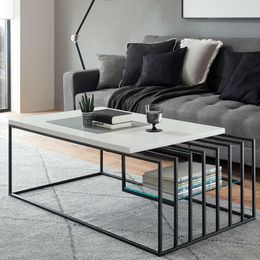 Pharao24.de Wohnzimmertisch Designercouchtisch mit B&uuml;gelgestell aus Metall