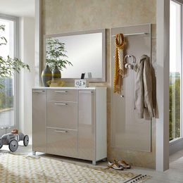 Pharao24.de Garderobenset in Taupe Wei&szlig; Glas beschichtet (dreiteilig)