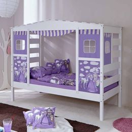 Pharao24.de Prinzessinbett in Wei&szlig; Lila Kiefer massiv