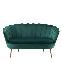 Pharao24.de Samt Sofa in Gr&uuml;n Samt muschelf&ouml;rmig