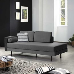 Pharao24.de Wohnzimmercouch Anthrazit in modernem Design Samtvelours