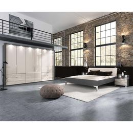 Pharao24.de Komplettes Schlafzimmer in Braun und Creme Wei&szlig; gro&szlig;em Kleiderschrank (vierteilig)
