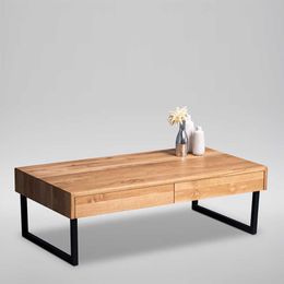Pharao24.de Moderner Wohnzimmer Tisch aus Wildeiche Massivholz Metall