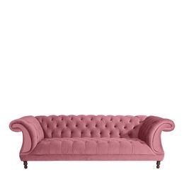 Pharao24.de Couch 3-Sitzer Velour rosa im Barockstil 253 cm breit - 80 cm hoch