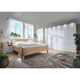 Pharao24.de Luxus Schlafzimmer Set Wei&szlig; und Eiche Bianco (vierteilig)