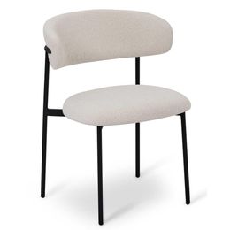 Pharao24.de Stuhl Esszimmer Esszimmerstuhl aus Boucle Stoff mit Gestell aus Metall (2er Set)