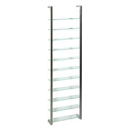 Pharao24.de CD Regal aus Stahl in Nickelfarben Glasb&ouml;den 46x167x13 cm Pharao24