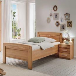 Pharao24.de Seniorenbett aus Eiche teilmassiv Nachtkommode (zweiteilig)