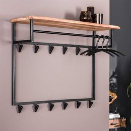 Pharao24.de Baumkanten Garderobe im Industry und Loft Stil 100 cm breit aus Akazie Massivholz 100x80x33 cm Pharao24