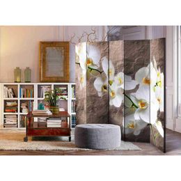 Pharao24.de Raumteiler Paravent mit Orchideen Bl&uuml;ten Motiv 5-teilig