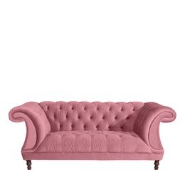 Pharao24.de Neo Barock Couch rosa aus Samtvelours Vierfu&szlig;gestell aus Holz