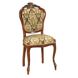 Pharao24.de Polsterstuhl in Nussbaumfarben Beige Gold Medaillon Lehne