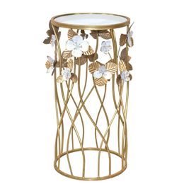 Pharao24.de Designtisch im Vintage Look Metallgestell mit Blumen