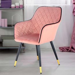 Pharao24.de Esstischstuhl in Rosa und Schwarz Samt modern