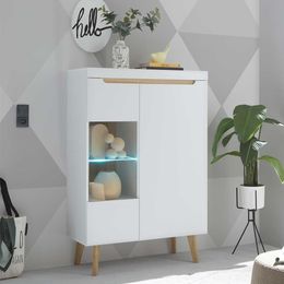 Pharao24.de Highbord mit Glast&uuml;r im Skandi Design 134 cm hoch