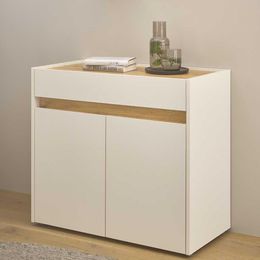 Pharao24.de Mehrzweck Kommode 80 cm breit Wei&szlig; und Wildeiche Holzoptik