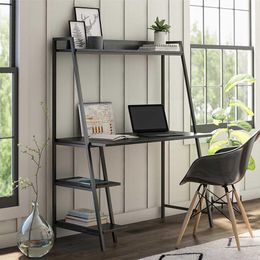 Pharao24.de Metallregal Schreibtisch in Schwarz 112 cm breit - 134 cm hoch