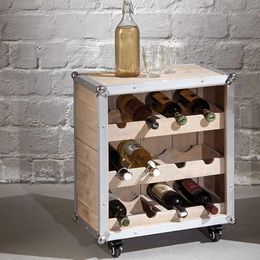Pharao24.de Flaschenregal im Loft Design Kiefer Alu