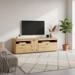 Pharao24.de TV Lowboard in Eiche Bianco Eiche Massivholz