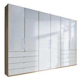 Pharao24.de Schlafzimmerkleiderschrank in Wei&szlig; und Eiche Bianco Faltt&uuml;ren