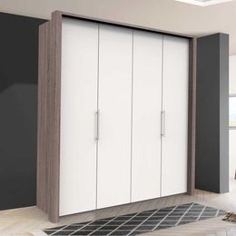 Pharao24.de Moderner Jugendschrank mit Faltt&uuml;ren Wei&szlig; Eiche Tr&uuml;ffelfarben