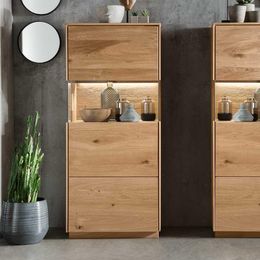 Pharao24.de Wohnzimmer Schrank Vitrine aus Wildeiche Massivholz Push to open T&uuml;r
