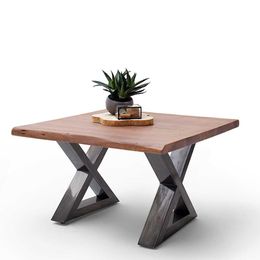 Pharao24.de Couchtisch Baumkantentisch mit X Gestell aus Metall
