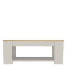 Pharao24.de Couchtisch Sofatisch in Eichefarben und Cremewei&szlig;