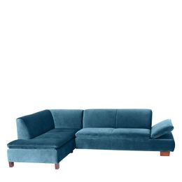 Pharao24.de Ecksofa in Petrol Samtvelours