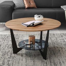 Pharao24.de Wohnzimmertisch Designercouchtisch in Eichefarben und Schwarz