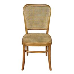 Pharao24.de Esstischstuhl aus Teak Massivholz und Rattan Retrostil