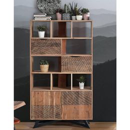Pharao24.de Regal Holzregal aus Akazie Massivholz mit offenen F&auml;chern